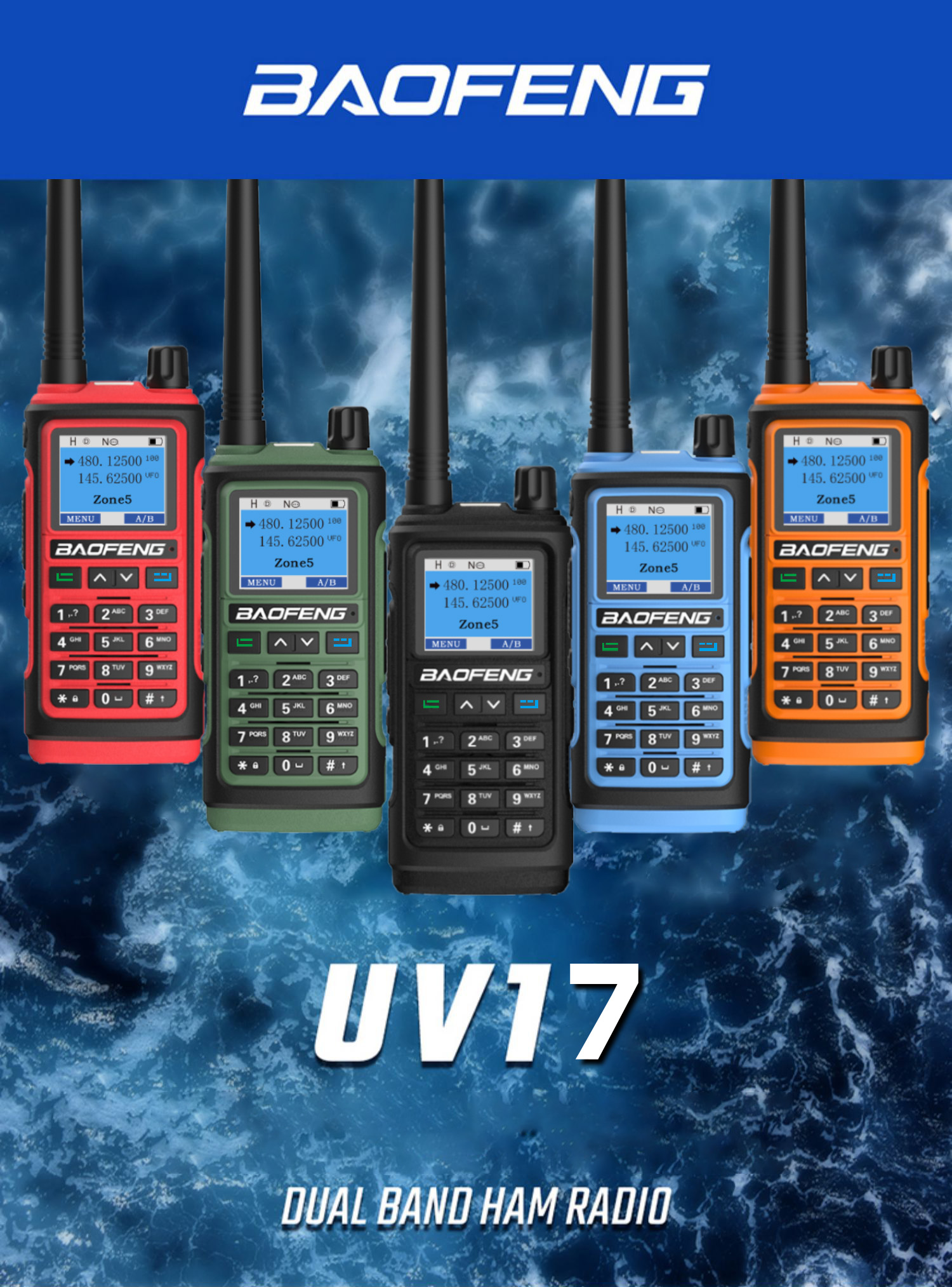 Baofeng UV17 Walkie Talkie USB Flashlight Waterproof VHF UHF Two Way Radio - Baofeng