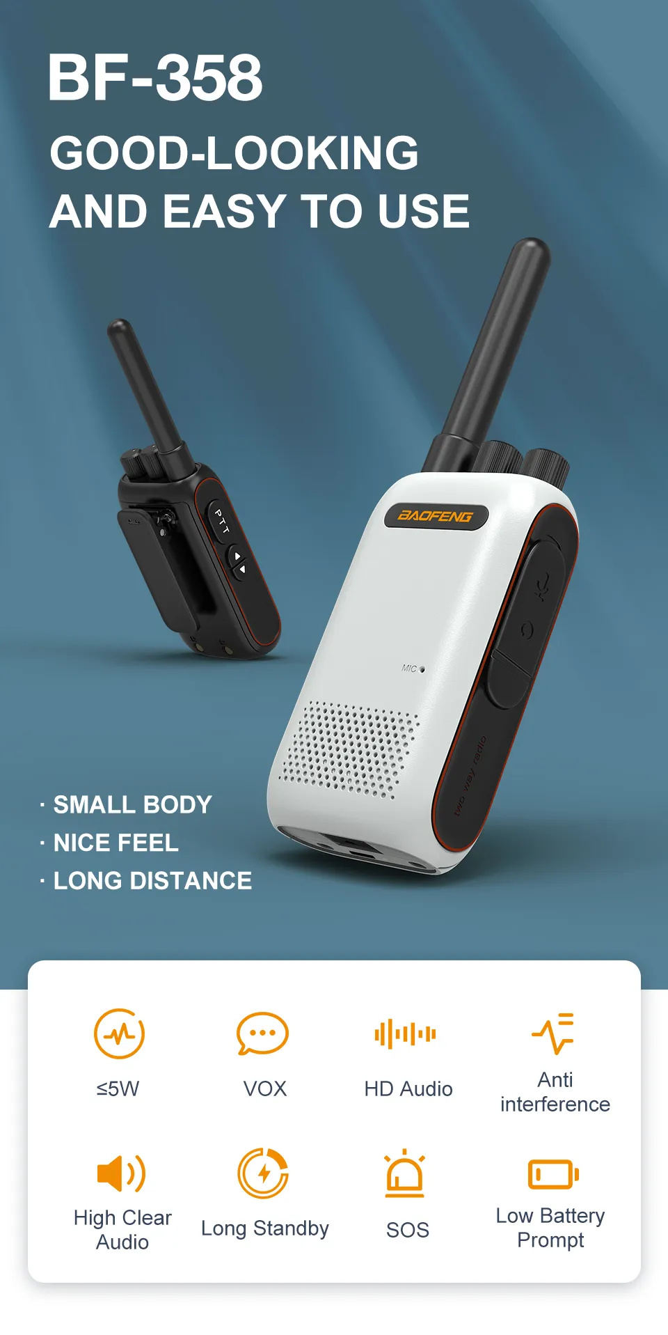 Baofeng BF-358 Small Mini Radio Walkie Talkie - Baofeng