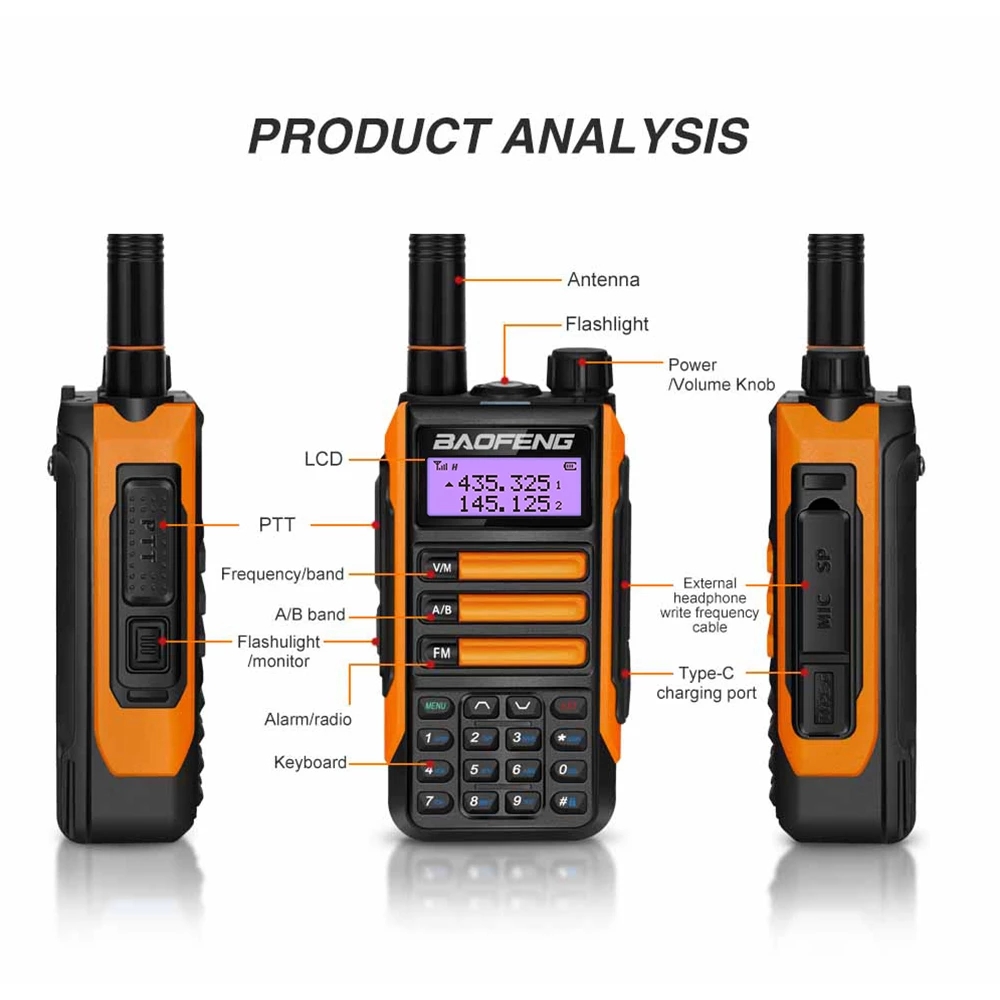 Baofeng UV-16 Long Range Handheld Walkie Talkie UHF VHF Dual Band Two ...